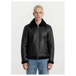 Lederjacke Trueprodigy "Keno Oversize Lederjacke mit Pelzbesatz", Herren, Gr. XXL, schwarz, Obermaterial: 100% Schafsleder sheepskin., Jacken