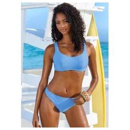 B&uuml;gel-Bikini-Top s.Oliver "Oana", Damen, Gr. 42, Cup B, blau, Microfaser, Strukturmuster, Bikini-Oberteile, mit Strukturmuster