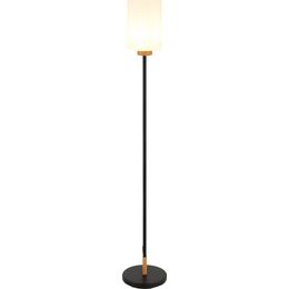Globo LIGHTING Stehlampe "ROWENA", schwarz matt, 1, &Oslash; 18cm H: 150cm, 1 Stk., Leuchten, Stehleuchte schwarz & Holz, Fu&szlig;schalter, warmes Licht, elegant, Stehlampe