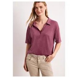 Poloshirt Street One, Damen, Gr. 34, schwarz clouded blush, Web, 50% Modal, 50% Baumwolle, unifarben, comfort fit normal, hoch geschlossener Ausschnitt, normaler Saum, Shirts, im soften Baumwoll-Mix