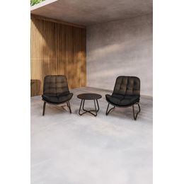 Gartenlounge-Set VENTURE HOME "Cala, gro&szlig;z&uuml;giges Outdoor-Set f&uuml;r hohen Sitzkomfort", schwarz, B:68cm H:76cm T:93cm, Polyester, Stahl, Sitzm&ouml;bel-Sets, Loungem&ouml;bel rund, Stoffbezug, angenehm, weich
