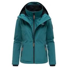 Outdoorjacke Marikoo "Erdbeere", Damen, Gr. XL (42), ocean gr&uuml;n, Oberstoff: 100% Polyester, Futter: 100% Polyester, Wattierung: 100% Polyester, &Auml;rmelfutter: 100% Polyester, tailliert h&uuml;ftbedeckend, &Auml;rmel ohne &Auml;rmelschlitz Rippstrickb&uuml;ndchen kontrastfarben, Jacken Outdoorjacke, sportliche Funktionsjacke mit Kapuze