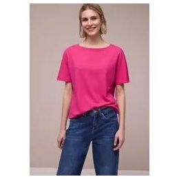 T-Shirt Street One, Damen, Gr. 34, magenta dream, Stoff, 65% Viskose, 32% Polyester, 3% Elasthan, unifarben, comfort fit normal, U-Boot-Ausschnitt, normaler Saum, Shirts T-Shirt, mit U-Boot-Ausschnitt
