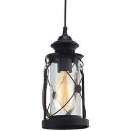 Eglo H&auml;ngeleuchte "BRADFORD H&auml;ngelampe, Stahl und Glas, E27, IP20, Pendellampe, Lampe", schwarz, 1, Leuchten, H&auml;ngeleuchte, H110 x &Oslash;14, schwarz, 1X60W exkl., H&auml;ngeleuchte