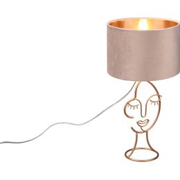REALITY LEUCHTEN Schreibtischlampe "Mary", beige, 1, &Oslash; 24cm H: 45,5cm, 1 Stk., Leuchten, Deko Tischleuchte Gesicht Schnurschalter exkl 1xE27 max 60W H&ouml;he 45cm, Designlampe Tischlampe Tischleuchte