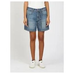 Jeansshorts Gang "94CLAIRE SHORTS", Damen, Gr. 27, N-Gr, true midblau, Denim/Jeans, Obermaterial: 100% Baumwolle, weit kurz, Jeans Jeansshorts, mit Bindeg&uuml;rtel, Baggy Fit