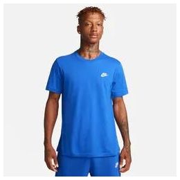T-Shirt Nike SPORTSWEAR "M NSW CLUB TEE", Herren, Gr. L, game royal, Jersey, Obermaterial: 100% Baumwolle, regular fit normal, Rundhals, Shirts T-Shirt, Regular Fit, Kurzarm, Rundhalsausschnitt