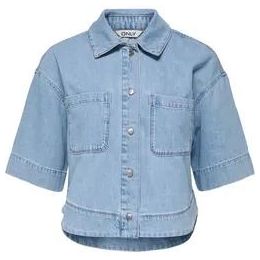 Jeansbluse Only "ONLCLEO LIFE SS CROP DNM SHIRT PIM NOOS", Damen, Gr. M, light blau denim, Denim/Jeans, Obermaterial: 100% Baumwolle, unifarben, taillenlang, Blusen Jeansbluse, Baumwolle