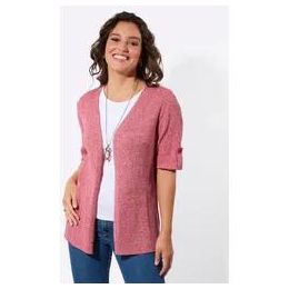 Strickjacke Casual Looks, Damen, Gr. 36, erdbeere, wei&szlig;, meliert, 100% Baumwolle, meliert, Strickjacken Strickjacke