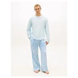 Pyjama "LS WOVEN Pyjama SET PRINT", Herren, Gr. M (50), wei&szlig;, neutral, Web, Obermaterial: 100% Baumwolle, Tommy Hilfiger UNDERWEAR, Rundhals, Homewear-Sets Pyjama, mit Rundhals, Hose kariert, mit elastischem Bund