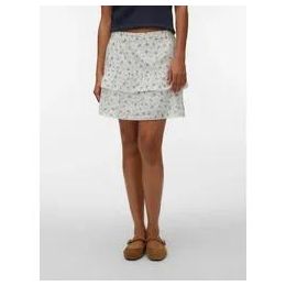 V&eacute;ro Moda Minirock VERO MODA "VMTRINE NW SHORT SKIRT WVN NOOS", Damen, Gr. S, snow wei&szlig; aop:marguerite blau jasper, Web, Obermaterial: 100% Baumwolle, bedruckt, kurz, R&ouml;cke Minirock, Baumwolle