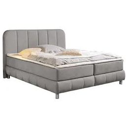 Boxbett Home Affaire, grau, B:207cm L:207cm, Komplettbetten, Boxbett, inkl. Topper