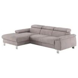 Ecksofa COTTA "Komaris L-Form, B: 244 cm", stone, B:244cm H:72cm T:166cm, 100% Polyester, Sofas, Ecksofa, mit Kopfteilverstellung, optional Bettfunktion, Bettkasten & Licht