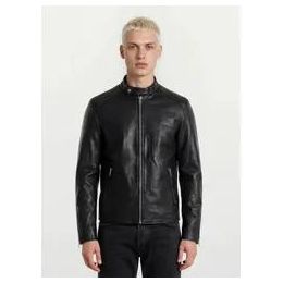 Lederjacke Trueprodigy "Jonas Diverse Rei&szlig;verschl&uuml;sse und Stehkragen mit Knopf", Herren, Gr. M, schwarz, Obermaterial: 100% Schafsleder sheepskin., slim fit, Jacken