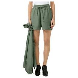 Shorts QS, Damen, Gr. 42, N-Gr, olive, Web, Obermaterial: 100% Baumwolle, unifarben, loose fit kurz, Hosen Shorts, Musslin Sommer-Shirts mit elastischem Bund