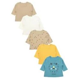 Langarmshirt TUPTAM "Shirt Baby Jungen Langarmshirt 5er Set", M&auml;dchen, Gr. 80, gelb (gelb_braun_l&ouml;we_pfeil_beige), Obermaterial: 100% Baumwolle CO., Shirts Langarmshirt