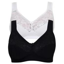 B&uuml;gelloser BH SuSa "Basic", Damen, Gr. 105, Cup B, wei&szlig;, schwarz, Spitze, Obermaterial: 76% Baumwolle, 18% Polyamid, 6% Elasthan, Basic, BHs, Spitze, gen&auml;hte Cups, Baumwollmix, elastisch, BH-Set