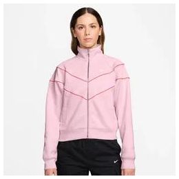 Trainingsjacke Nike SPORTSWEAR "W NSW NK WR POLY KNIT JKT", Gr. XL, pink foam, lt crimson, sail, Interlock, Obermaterial: 96% Polyester, 4% Elasthan, kontrastfarbene Details, unifarben, Basic normal, B&uuml;ndchen, Jacken Trainingsjacke, sportlicher Stil, mit Stehkragen, wasserabweisend, windabweisend