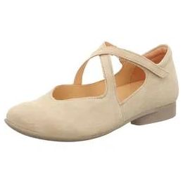 Think! Riemchenballerina THINK "Think Ballerinas Leder", Damen, Gr. 40,5, beige, Leder, Schuhe Riemchenballerina