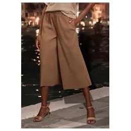 Culotte Lascana, Damen, Gr. 44/46, N-Gr, taupe, Obermaterial: 95% Polyester, 5% Elasthan, unifarben, Basic, Hosen Culotte, in weiter Form mit Plisseefalten