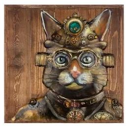 Leinwandbild Gilde "Bild quadratisch Steampunk Cat", farbe bild(er): braun, B:50cm H:50cm T:5,5cm, Holz, Bilder, Leinwandbild