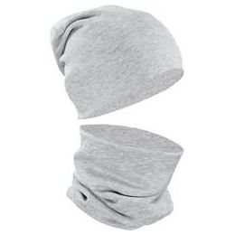 Beanie ALKATO "M&uuml;tze Alkato Unisex Beanie M&uuml;tze und Schal Set Uni", Herren, gr&uuml;n (grau meliert), Obermaterial: 95% Baumwolle CO. 5% Elasthan EL., M&uuml;tzen Beanie