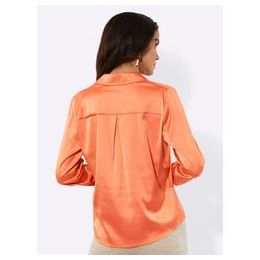 CR&Eacute;ATION L Satinbluse CREATION L, Damen, Gr. 50, papaya, 97% Polyester, 3% Elasthan, unifarben, V-Ausschnitt, Blusen