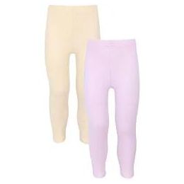 Leggings TUPTAM "Leggings Baby M&auml;dchen Lange Leggings 2er Pack", M&auml;dchen, Gr. 98, N-Gr, beige (creme beige, lavendel lila), Obermaterial: 95% Baumwolle CO. 5% Elasthan EL., Hosen Leggings