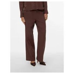 V&eacute;ro Moda Schlupfhose VERO MODA "VMCAIA MW WIDE PANT WVN NOOS", Damen, Gr. XS, N-Gr, chocolate martini, Web, Obermaterial: 90% Baumwolle, 10% Leinen, unifarben, lang, Hosen Schlupfhose, Baumwollmischung, oversize, mit Leinen
