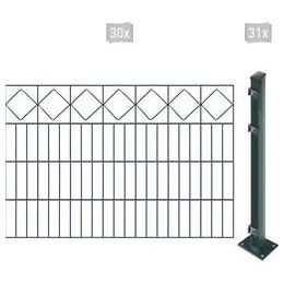 Doppelstabmattenzaun Arvotec "EASY 80 zum Aufschrauben "Karo" mit Zierleiste", grau (anthrazit), H:80cm, Kunststoff, Stahl, Zaunelemente, Zaunh&ouml;he 80 cm, Zaunl&auml;nge 2 - 60 m