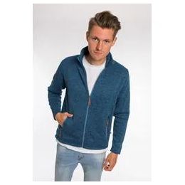Strickfleecejacke DEPROC ACTIVE "LACEWOOD MEN", Herren, Gr. S, blau, 100% Polyester, bequem, gerader Abschluss, Jacken, Kontrastreissverschluss