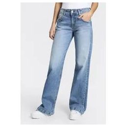 Straight-Jeans Herrlicher "Edna Denim", Damen, Gr. 32, L&auml;nge 32, light blau, Denim/Jeans, Obermaterial: 99% Baumwolle, 1% Elasthan, straight fit lang, Jeans Straight-Jeans, unten leicht ausgestellt, High Waist
