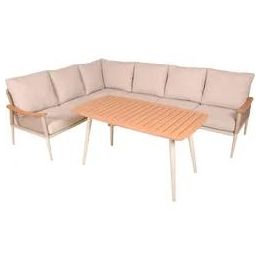 Gartenlounge-Set Garden Pleasure "TULUM", sandbeige, braun, sandbeige, B:175cm H:90cm T:235cm, Aluminium, Baumwolle, Kunststoff, Sitzm&ouml;bel-Sets, mit Polsterung, Eckgruppe