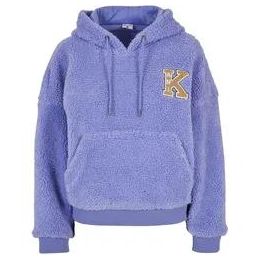 Kapuzenpullover Karl Kani "Karl Kani Damen KW224-030-2KK Retro Patch OS Teddy Hoodie", Damen, Gr. XS, lila, 100% Polyester, mehrfarbig, oversize, ohne Ausschnitt, Pullover Kapuzenpullover