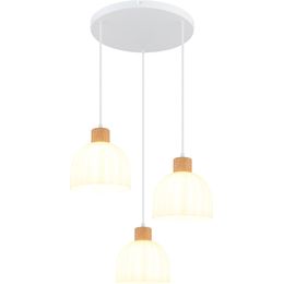 Globo LIGHTING H&auml;ngeleuchte "SWANSON", wei&szlig; matt, 3, &Oslash; 20cm H: 130cm, 1 Stk., Leuchten, H&auml;ngeleuchte mit Glas amber, warmes Licht, stilvoll elegant, H&auml;ngeleuchte