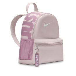 Rucksack Nike "Y NK BRSLA JDI MINI BKPK", platinum violet, plum dust, wei&szlig;, Rucks&auml;cke, Damen, Obermaterial: 100% Polyester, Rucksack, f&uuml;r sportlichen Freizeitstil, kompakte Gr&ouml;&szlig;e, aus Polyester
