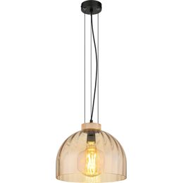 Globo LIGHTING H&auml;ngeleuchte "SWANSON", schwarz matt, 1, &Oslash; 30cm H: 120cm, 1 Stk., Leuchten, H&auml;ngeleuchte mit Glas amber, warmes Licht, stilvoll elegant, H&auml;ngeleuchte