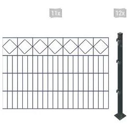 Doppelstabmattenzaun Arvotec "ESSENTIAL 80 zum Aufschrauben "Karo" mit Zierleiste", grau (anthrazit), H:80cm, Kunststoff, Stahl, Zaunelemente, Zaunh&ouml;he 80 cm, Zaunl&auml;nge 2 - 60 m
