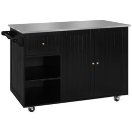 Mid.you K&uuml;cheninsel, Schwarz, Edelstahl, Metall, Holzwerkstoff, 1 Schublade(n) Schubladen, einzeln stellbar, 116x89x49.5 cm, rollbar, K&uuml;chen, K&uuml;chenm&ouml;bel, K&uuml;cheninseln