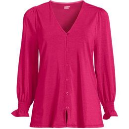 LANDS' END Jerseybluse mit gerafften 3/4-&Auml;rmeln, Damen,  Rot, Elasthan/Baumwoll-Mischung/Baumwolle Modal, by Lands' End
