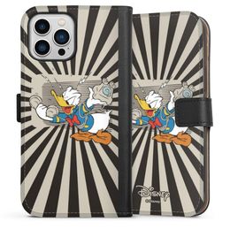 DeinDesign iPhone 13 Pro Max Handy Klapph&uuml;lle Handyh&uuml;lle aus Kunst Leder schwarz Flip Case Official Licensed Product Donald Duck Disney Sideflip mit langer 