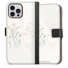 DeinDesign iPhone 13 Pro Max Handy Klapph&uuml;lle Handyh&uuml;lle aus Kunst Leder schwarz Flip Case Disney Bee Winnie The Pooh Sideflip mit langer Lasche