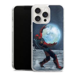 DeinDesign iPhone 15 Pro Max Handy Silikon H&uuml;lle Case transparent Handyh&uuml;lle Moon Marvel Deadpool Silikon Case