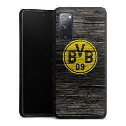 DeinDesign Galaxy S20 FE 5G Handy Premium Silikon H&uuml;lle Handyh&uuml;lle schwarz Case Bvb Wooden Look Borussia Dortmund Silikon Premium Case