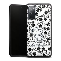 DeinDesign Galaxy S20 FE Handy Premium Silikon H&uuml;lle Handyh&uuml;lle schwarz Case Flowers Peanuts Snoopy Silikon Premium Case