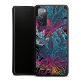 DeinDesign Galaxy S20 FE Handy Premium Silikon H&uuml;lle Handyh&uuml;lle schwarz Case Colourful Neon Flowers Silikon Premium Case
