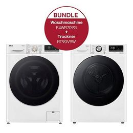 LG Waschmaschine Wei&szlig; (9 kg, 1.360 U./Min., EEK A) mit AI DD&reg; + Trockner Wei&szlig; (9 kg, EEK A+++) mit Dual Inverter W&auml;rmepumpentechnologie F4WR709G.RT90V9W