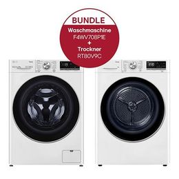 LG Waschmaschine Wei&szlig; (8 kg, 1.400 U./Min., EEK A) mit AI DD&reg; + Trockner (8 kg, EEK A+++) mit Dual Inverter W&auml;rmepumpentechnologie F4WV708P1E.RT80V9C