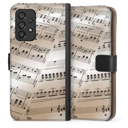 DeinDesign Galaxy A53 5G Handy Klapph&uuml;lle Handyh&uuml;lle aus Kunst Leder schwarz Flip Case Music Note Hobby Music Sideflip mit langer Lasche