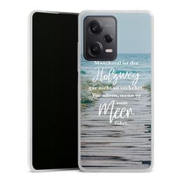 DeinDesign Xiaomi Redmi Note 12 Pro 5G Handy Slim Case Silikon Handyh&uuml;lle transparent H&uuml;lle extra d&uuml;nn Statement Beach Spruch Silikon Slim Case